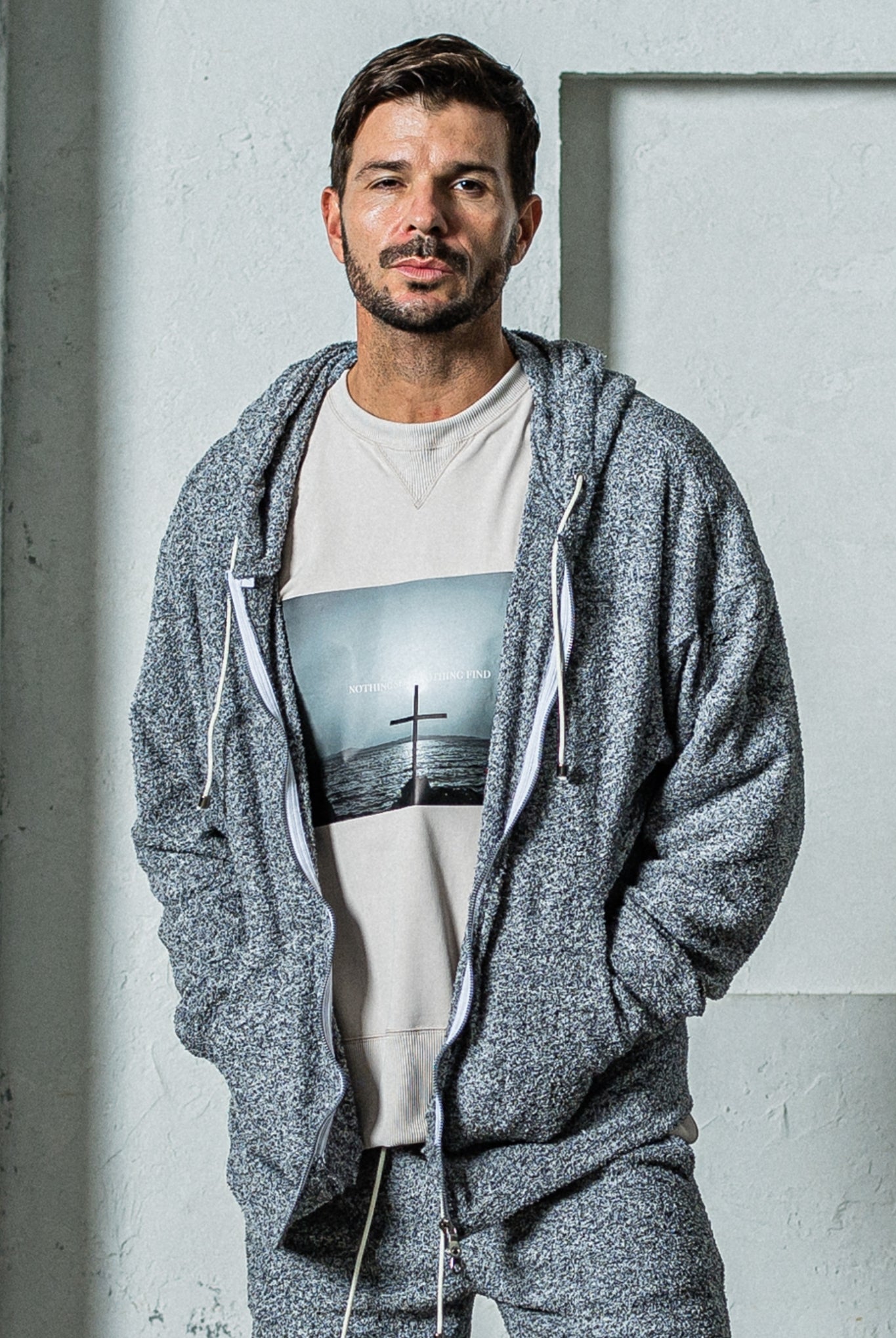 RESOUND CLOTHING リサウンド クロージング | パーカー ジップアップ ブラック パイル素材 肌触り セットアップ MOLE YARN PILE zip loose ...